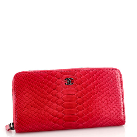 Chanel Zip Around Wallet Python Long Pink 2063901