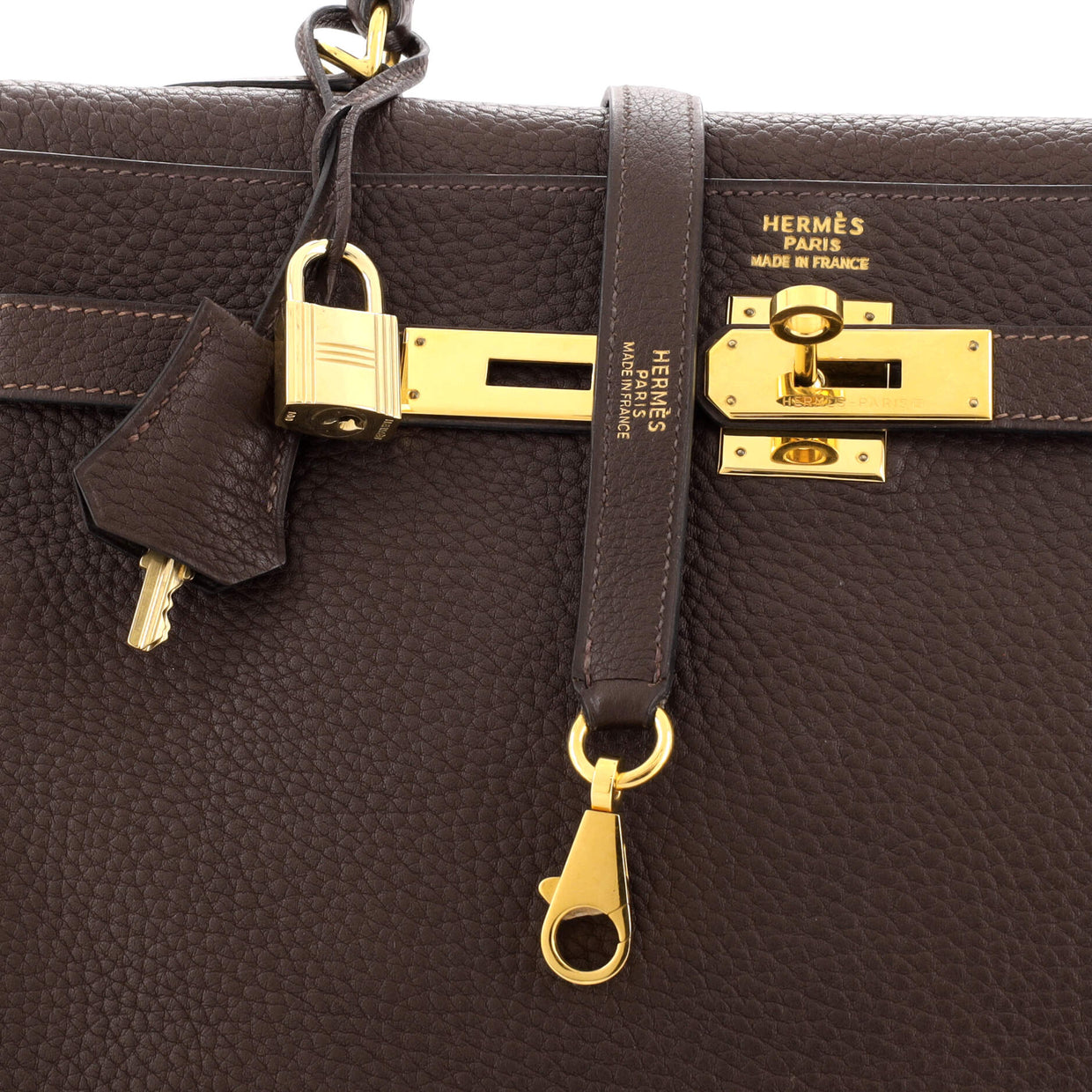 Hermes Kelly Handbag Brown Fjord with Gold Hardware 35 Brown 20658850