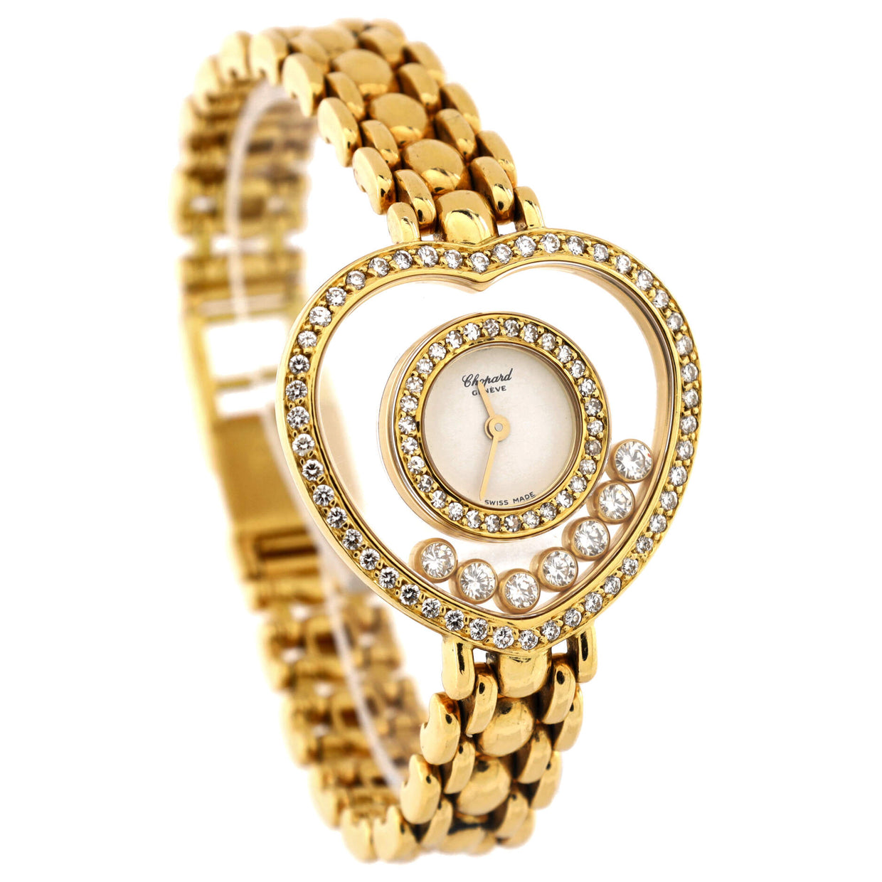 Chopard Happy Diamonds Heart Quartz Watch Yellow Gold with Diamond ...