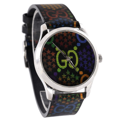 Gucci G-Timeless Quartz Watch Stainless Steel and Psychedelic Print GG ...