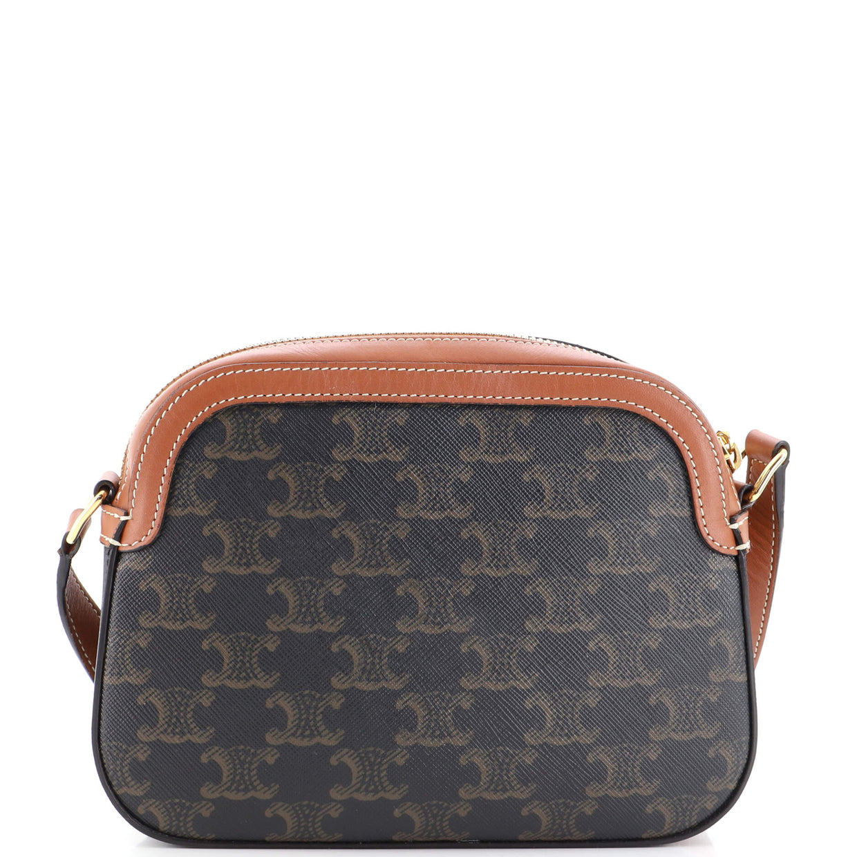 Celine Logo Camera Bag Triomphe Coated Canvas Small Brown 2071251