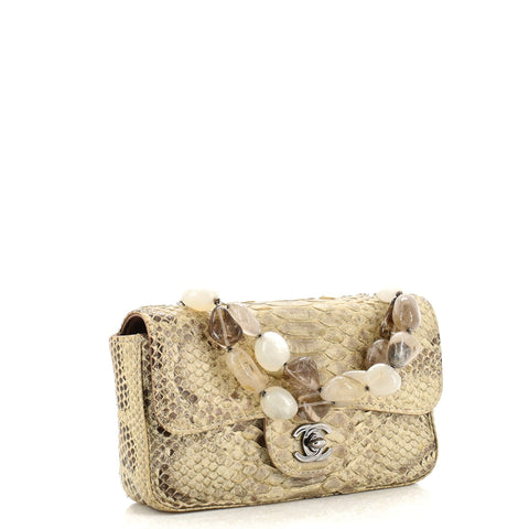 Chanel Vintage Natural Stone Top Handle Bag Python Mini Neutral 2114131
