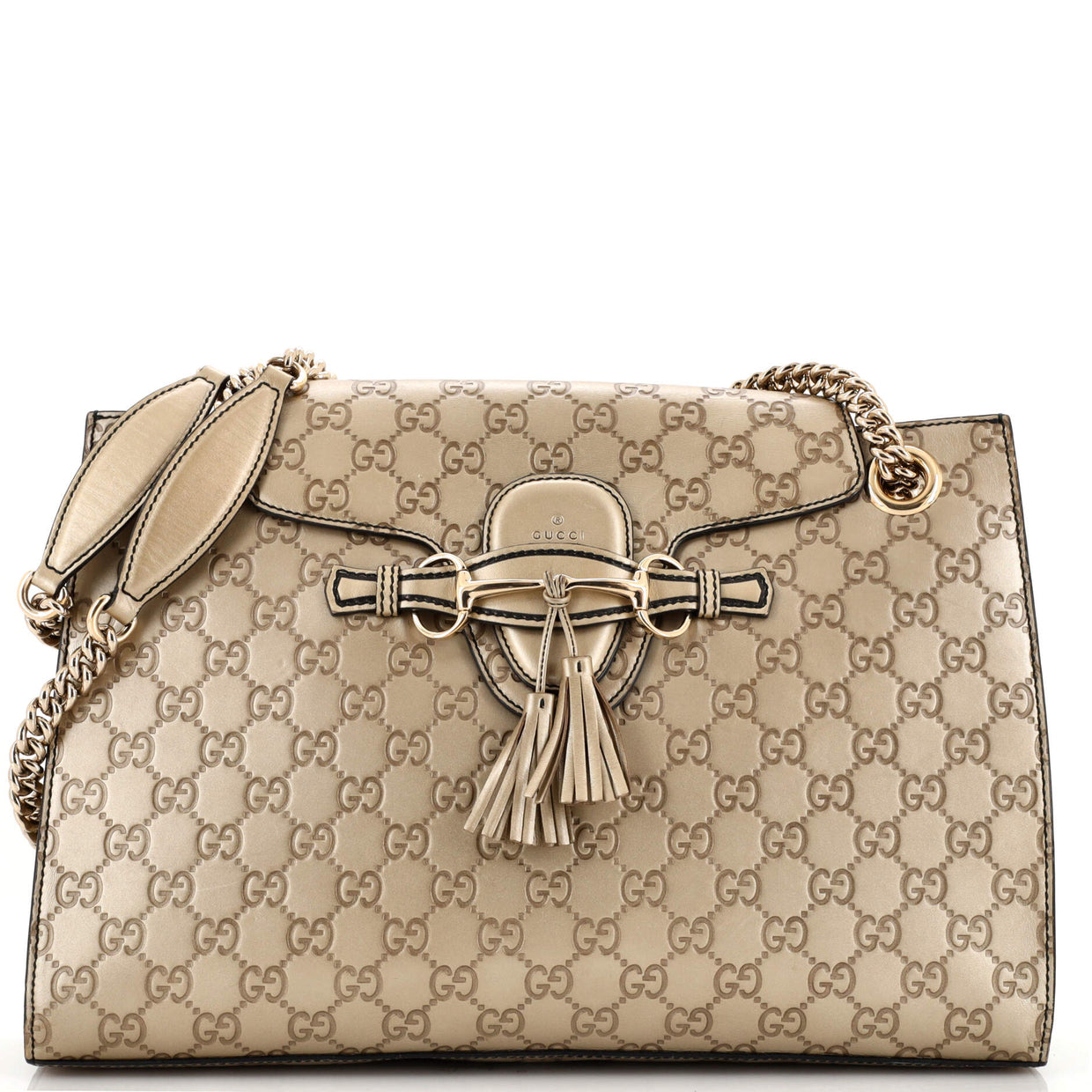 Gucci Emily Chain Flap Shoulder Bag Guccissima Leather Large Gold 2125351