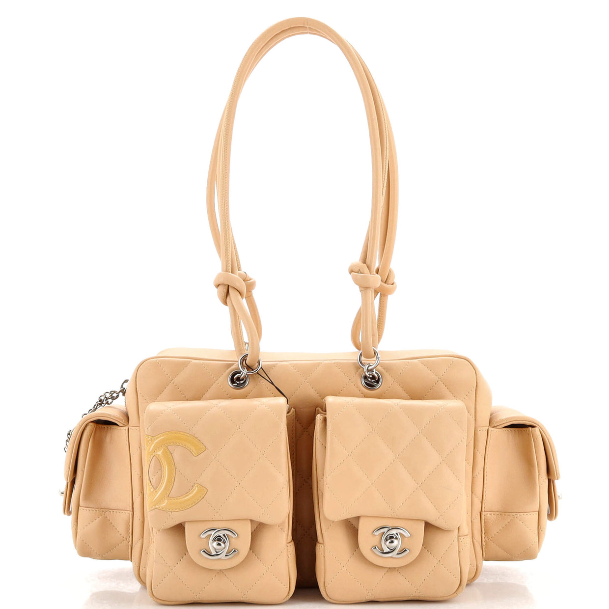 Chanel Cambon Multipocket Reporter Bag Quilted Lambskin Small Neutral ...