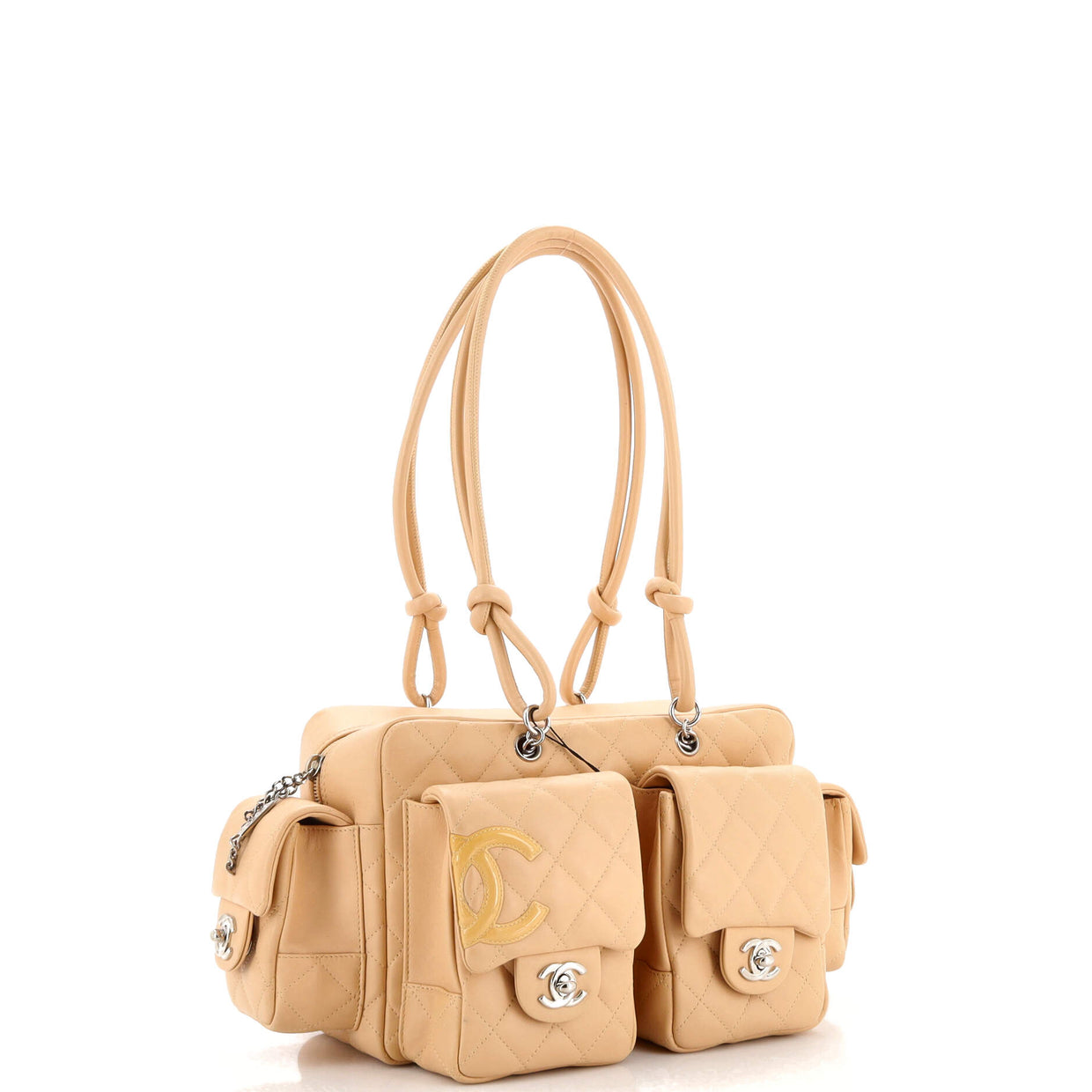 Chanel Cambon Multipocket Reporter Bag Quilted Lambskin Small Neutral ...