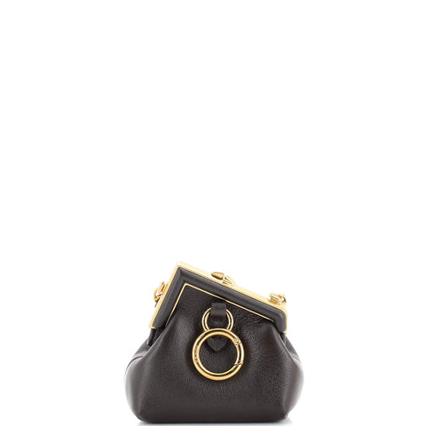 Fendi First Charm Crossbody Bag Leather Nano Brown 2157591