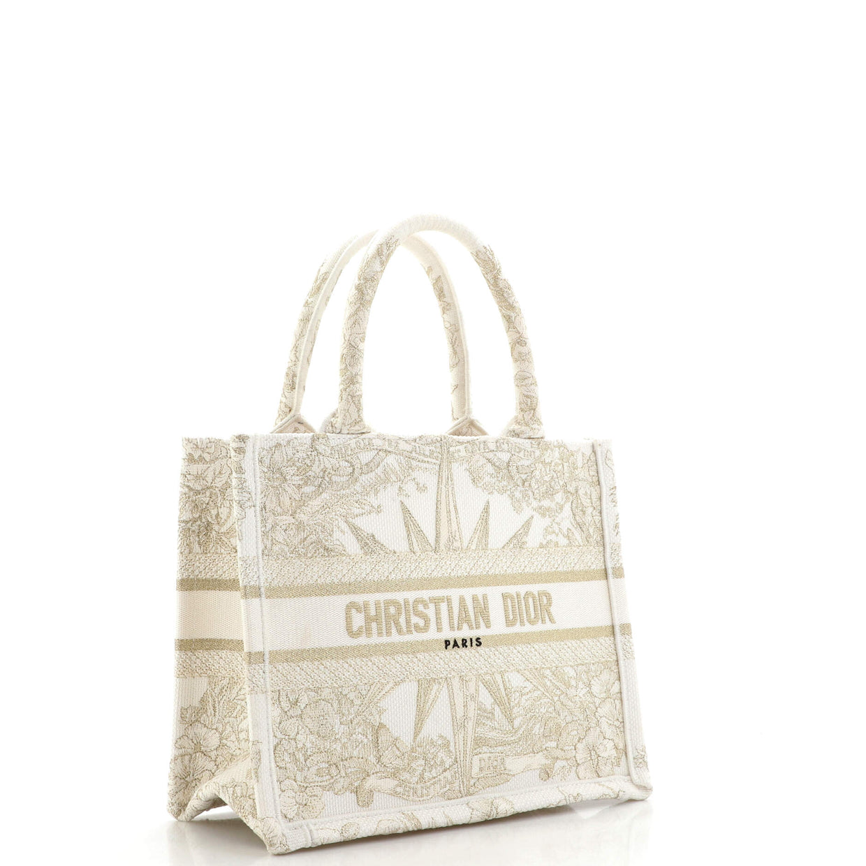 Christian Dior Book Tote Embroidered Canvas Small Neutral 2169241