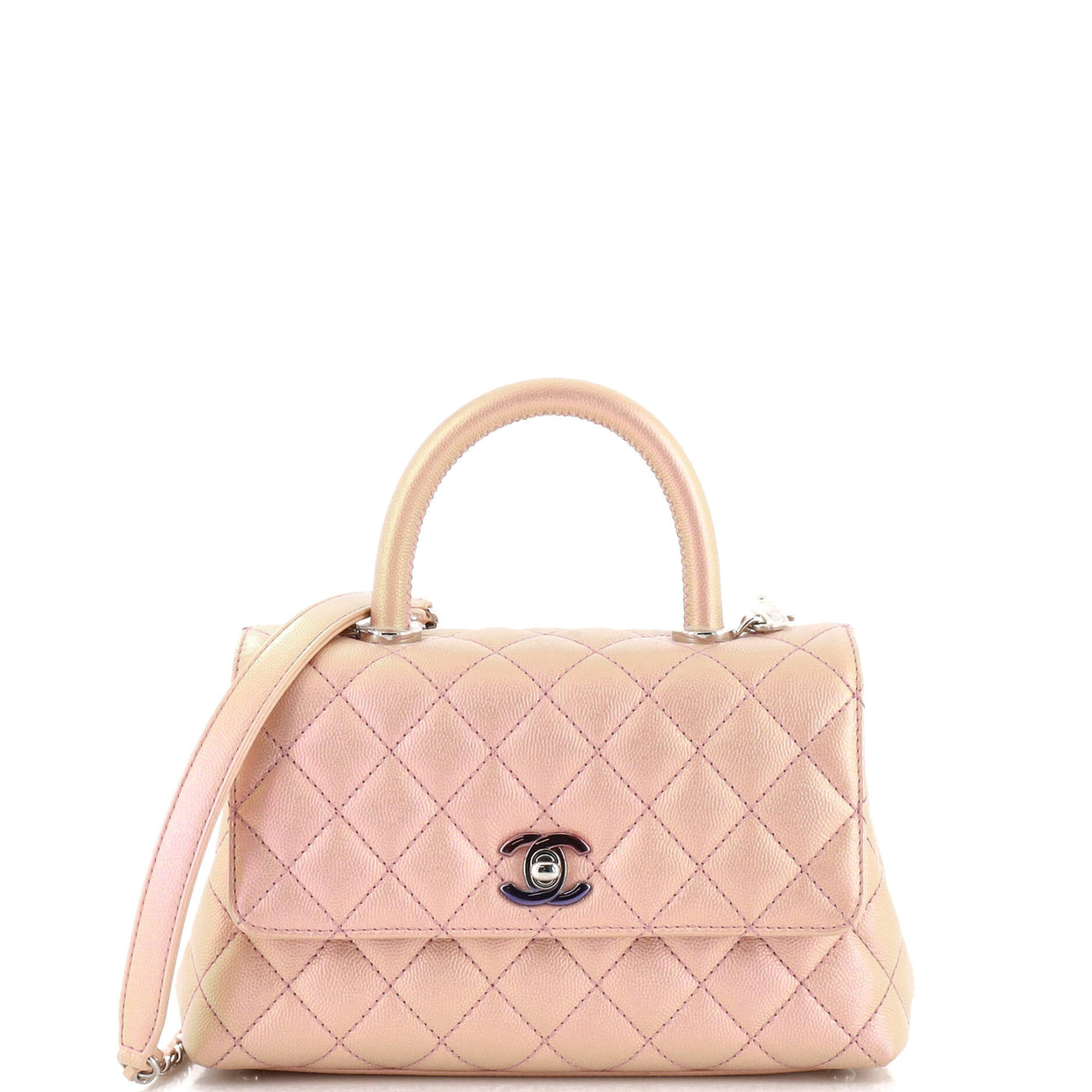 Chanel Coco Top Handle Bag Quilted Iridescent Caviar with Gradient ...
