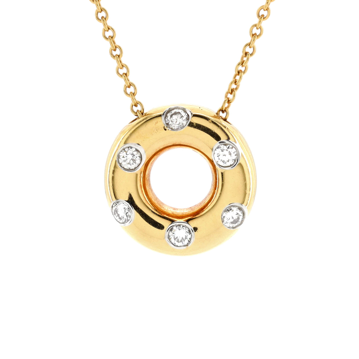 Tiffany & Co. Dots Round Donut Pendant Necklace 18K Yellow Gold with ...