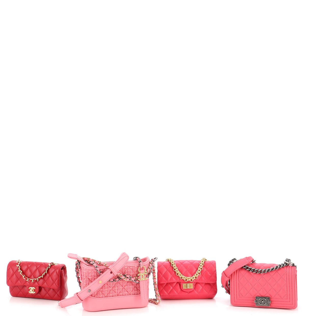 Chanel Success Story Set of 4 Mini Bags Leather and Tweed Pink 217940461