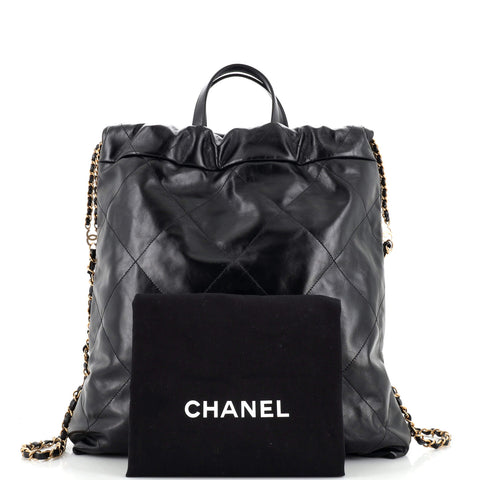 Chanel 22 Chain Backpack Quilted Calfskin Large Black 2189201