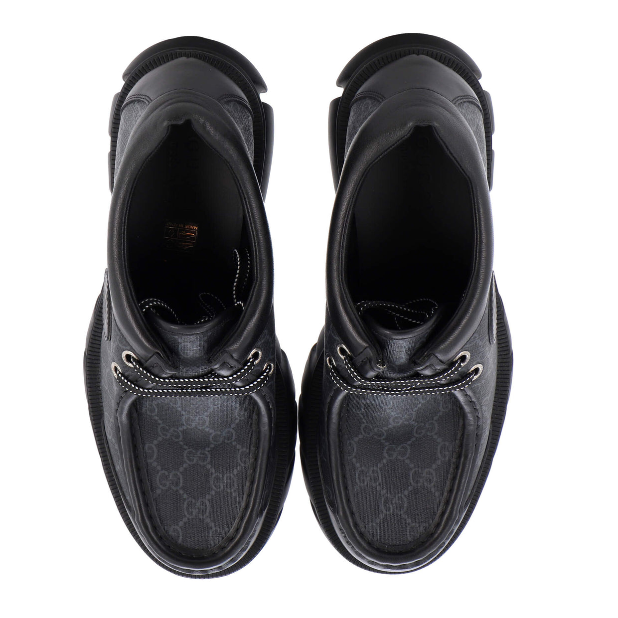 Gucci Women's GG Lug Sole Lace Up Derby Shoes GG Coated Canvas and ...