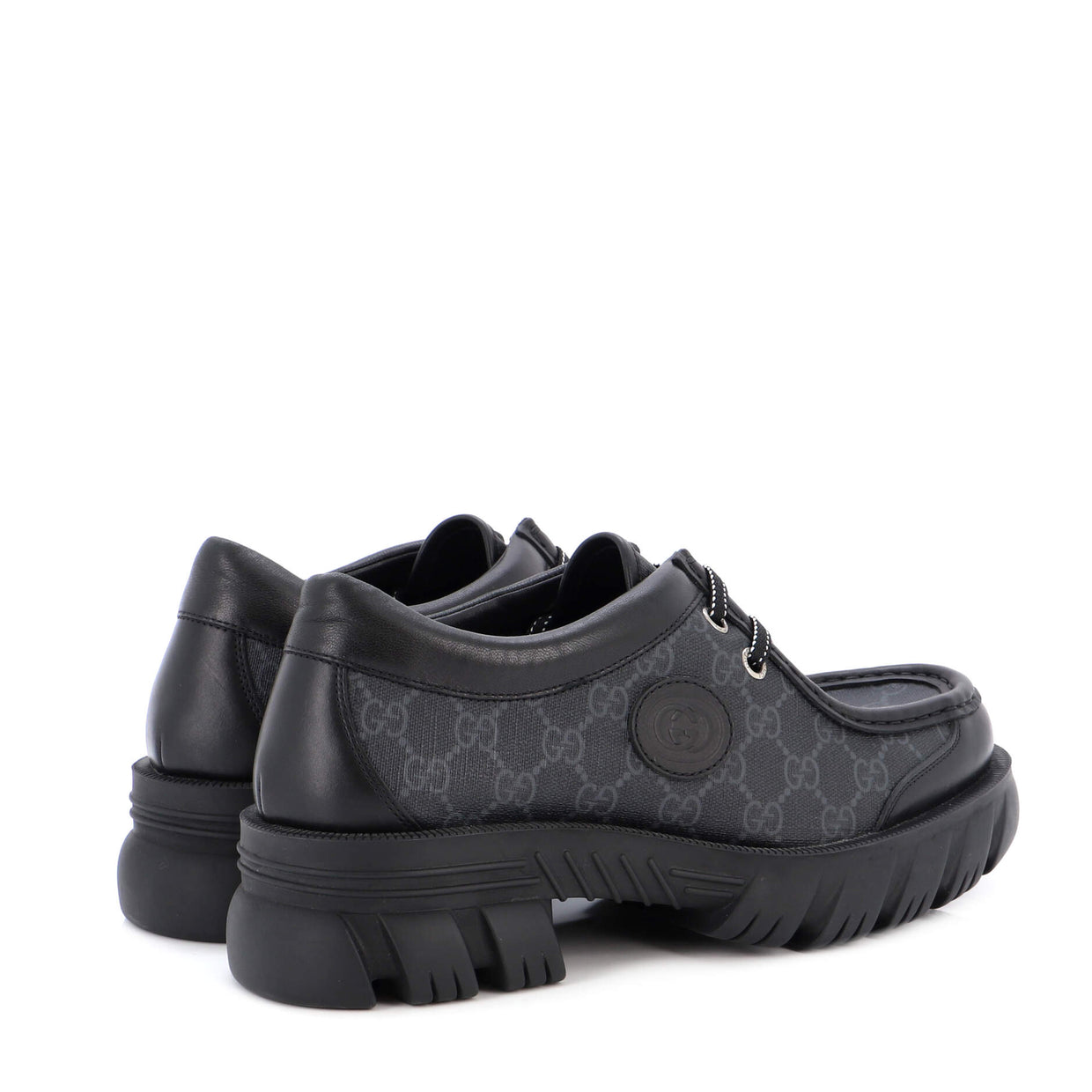 Gucci Women's GG Lug Sole Lace Up Derby Shoes GG Coated Canvas and ...