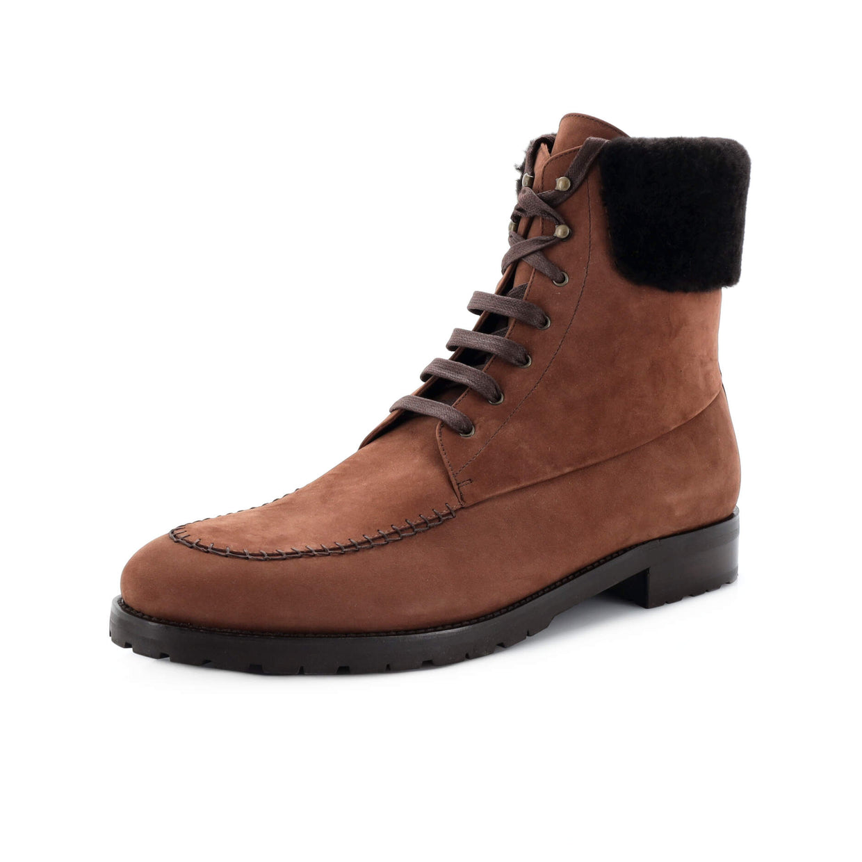 Manolo Blahnik Men's Dolomite Lace Up Boots Nubuck with Shearling Brown ...