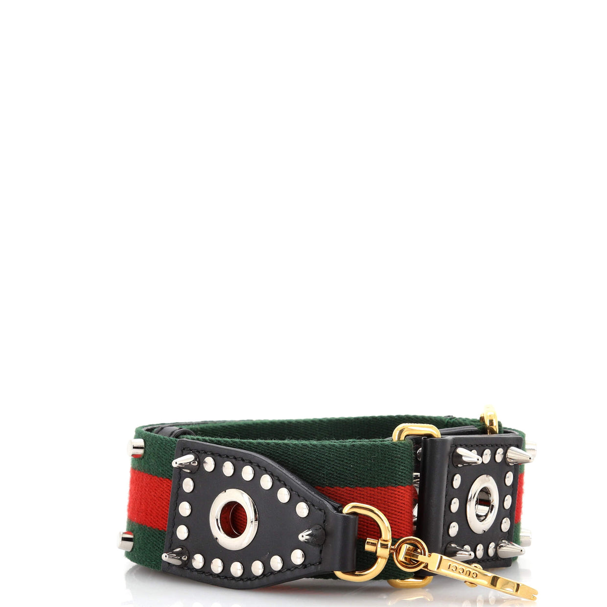 Gucci Logo Web Shoulder Strap Studded Canvas and Leather Wide ...