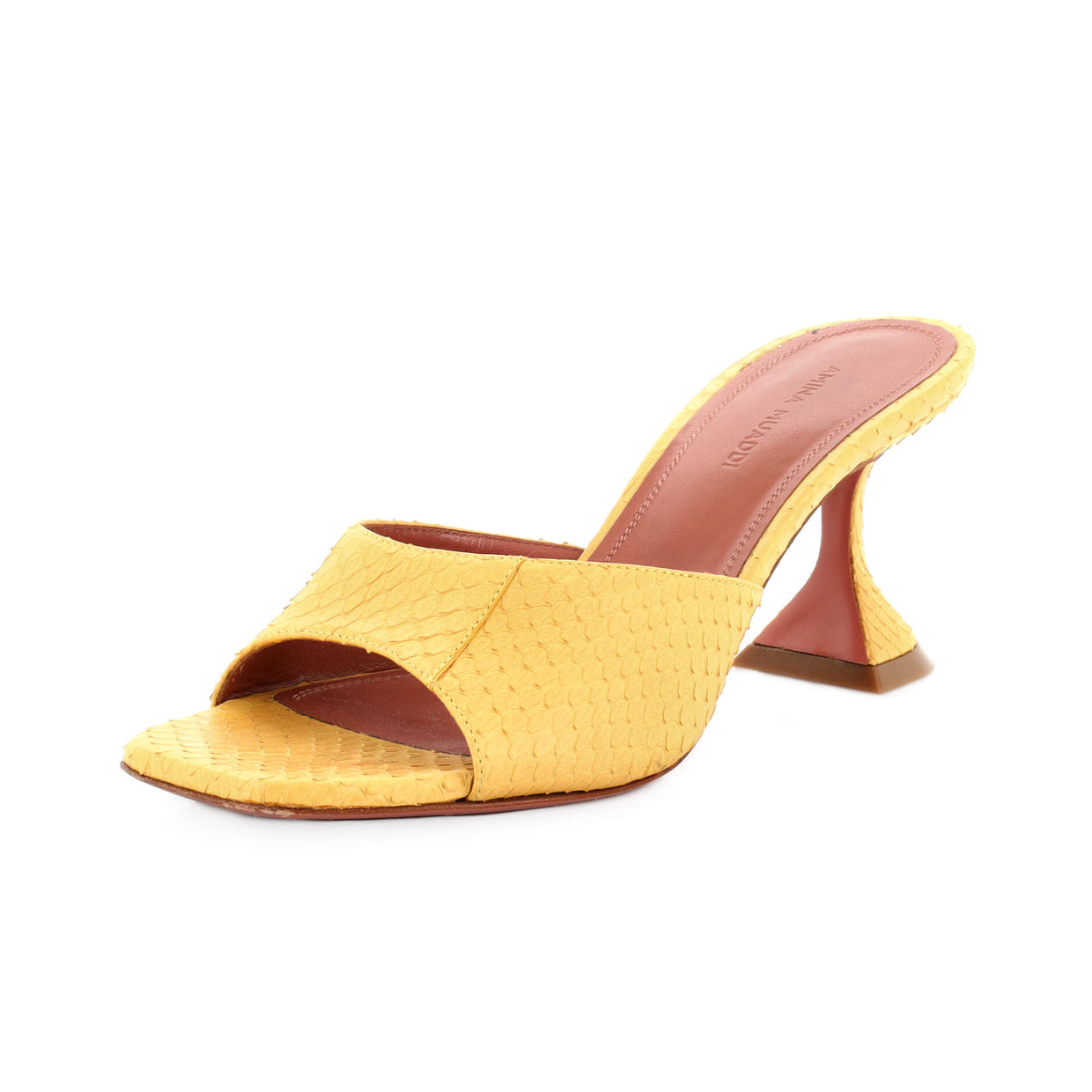 Amina Muaddi Women's Lupita Heeled Mules Python Embossed Leather 70 ...
