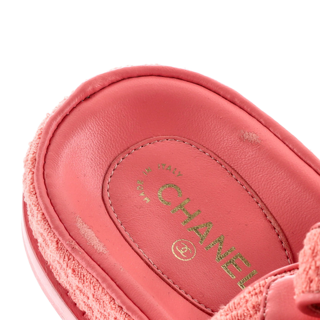 Chanel Women's Velcro Dad Sandals Knit Fabric Pink 2231515
