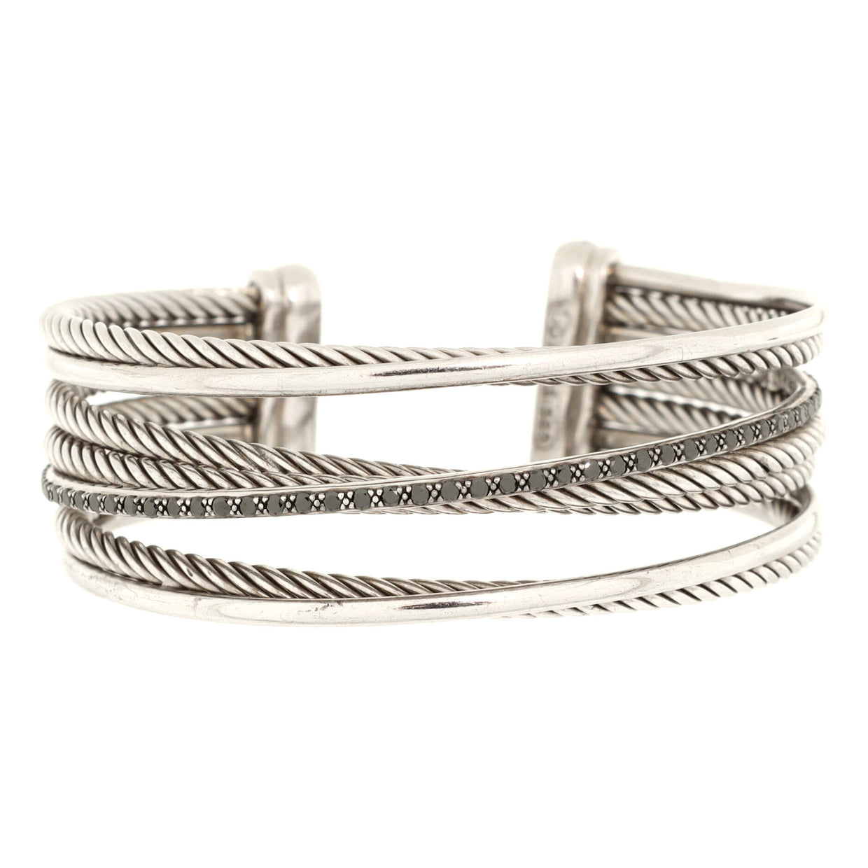 David Yurman Four Row Crossover Cuff Bracelet Sterling Silver with ...