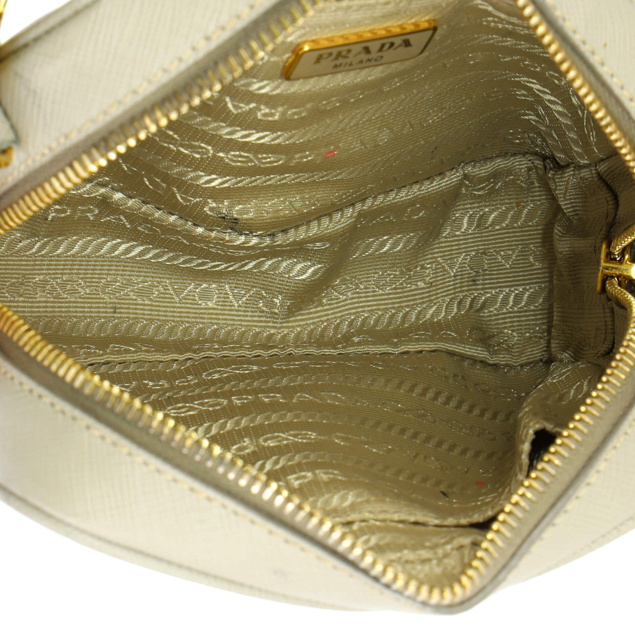 Prada Zip Crossbody Bag Saffiano Leather Mini Neutral 2264401