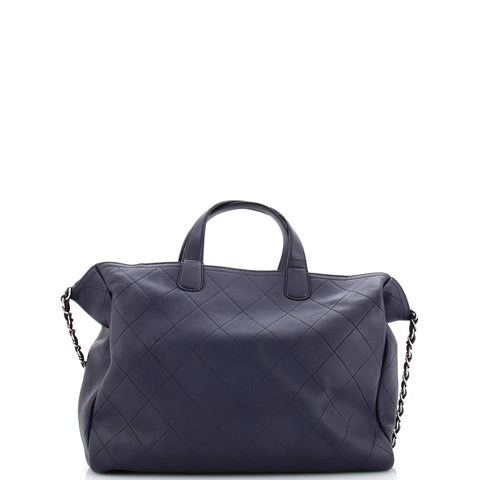 Chanel Covered CC Shopping Tote Stitched Lambskin Large Blue 22649848