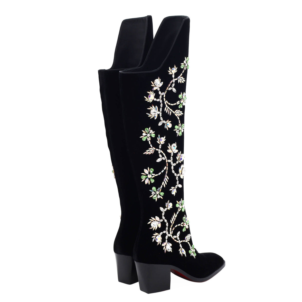Christian Louboutin Women's Morgan Fleur Knee High Boots Velvet with ...