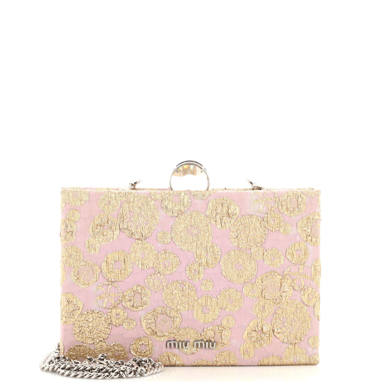 Miu Miu Box Clutch on Chain Brocade Gold 2283611