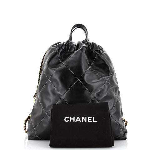 Chanel 22 Chain Backpack Quilted Calfskin Large Black 2271572