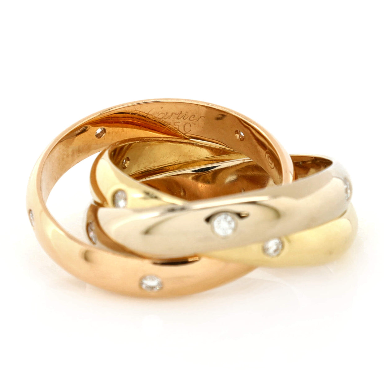 Cartier 15 Diamond Trinity Ring 18K Tricolor Gold with Diamonds ...