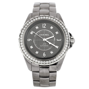 Chanel J12 Automatic Watch Titanium and Ceramic with Diamond Bezel and ...