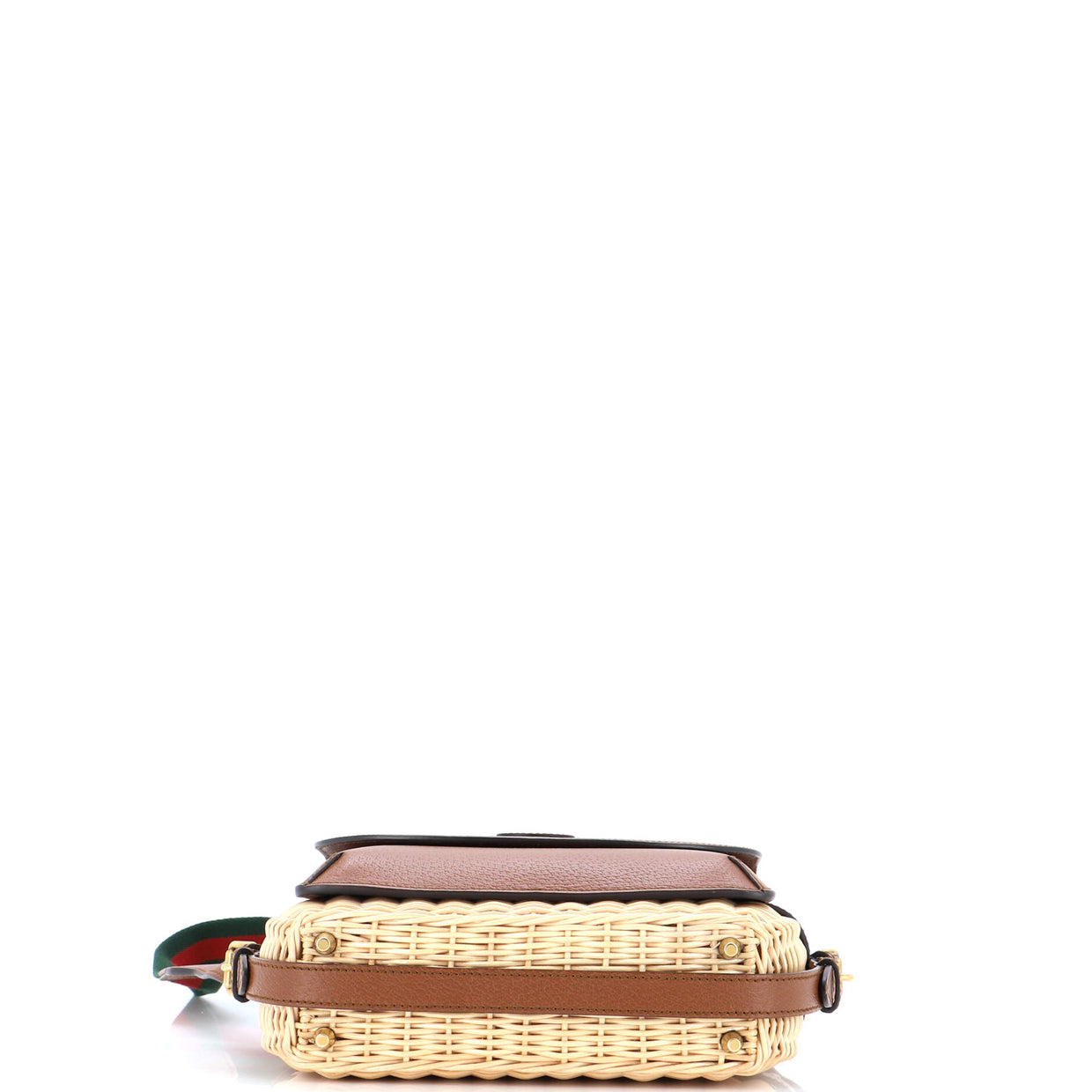 Gucci Interlocking G Patch Flap Shoulder Bag Wicker and Leather Brown ...