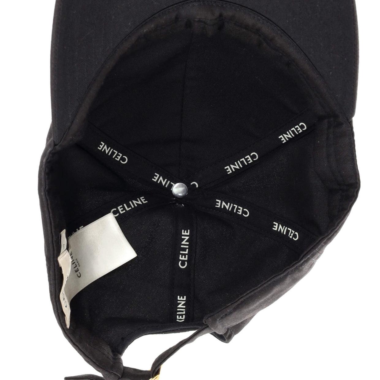 Celine Logo Baseball Cap Embroidered Canvas Black 2359601
