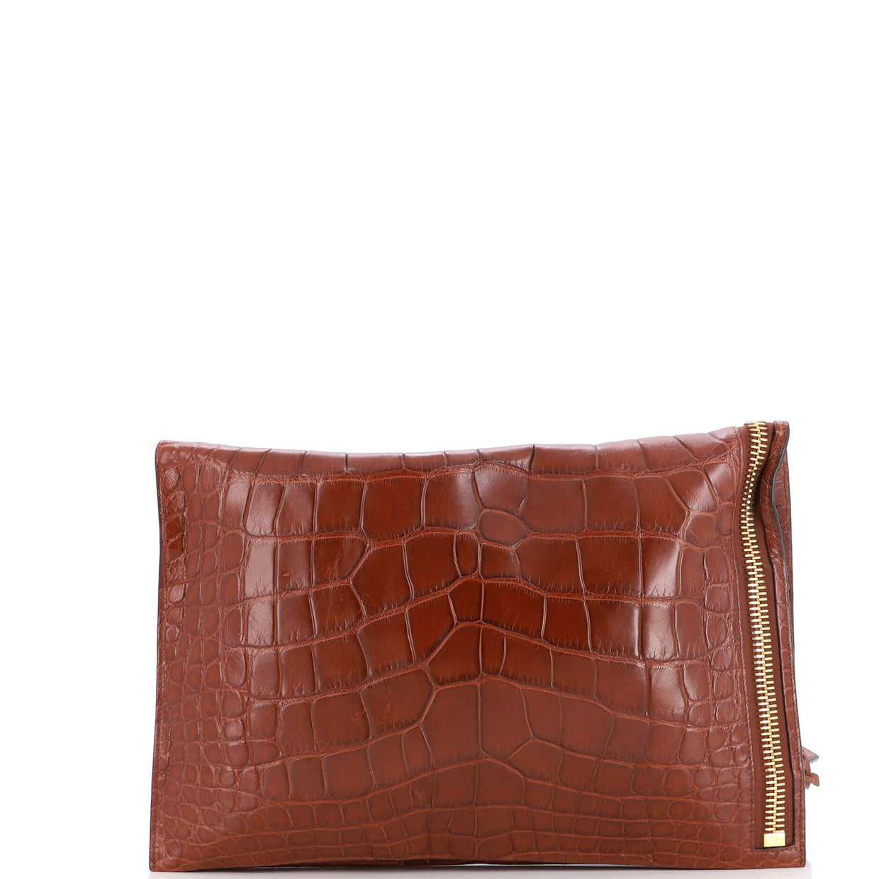 Tom Ford Alix Fold Over Bag Alligator Medium Brown 2380223