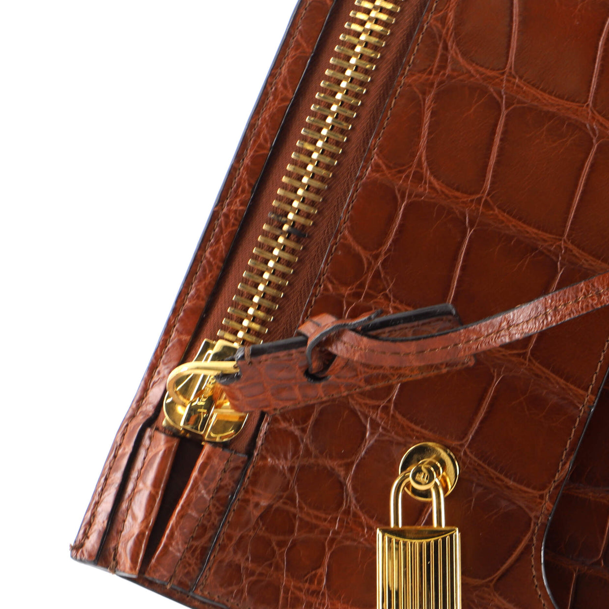 Tom Ford Alix Fold Over Bag Alligator Medium Brown 2380223