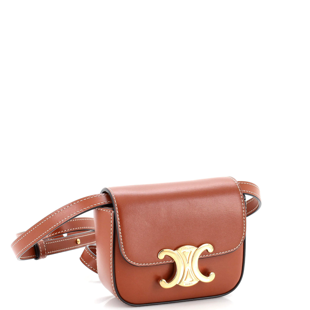 Celine Triomphe Shoulder Bag Smooth Calfskin Mini Brown 2380931