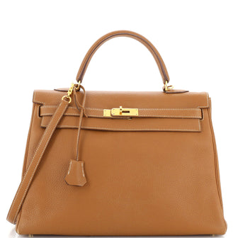 Hermes Kelly Handbag Brown Togo with Gold Hardware 35 Brown 2413131