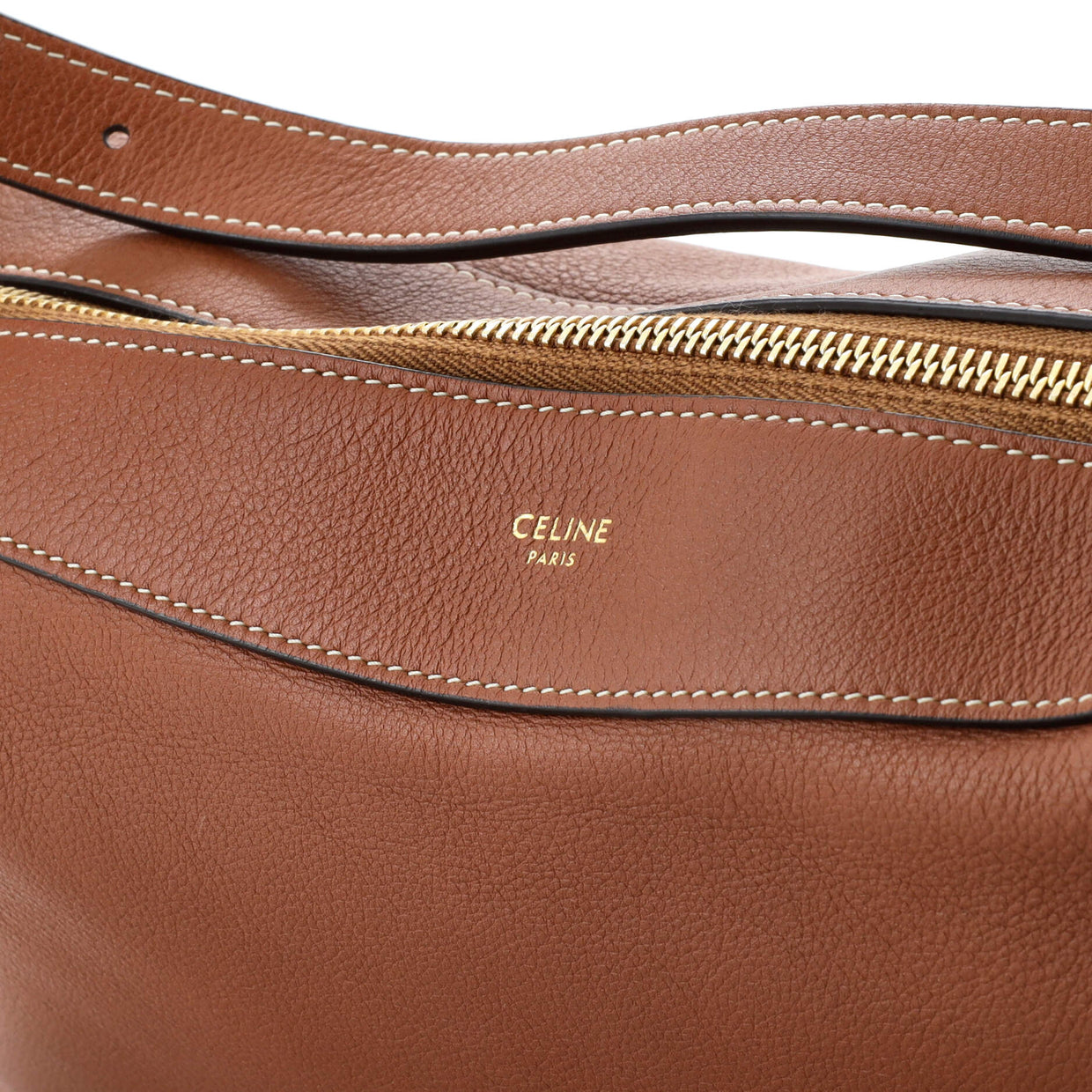 Celine Romy Shoulder Bag Leather Medium Brown 2418721