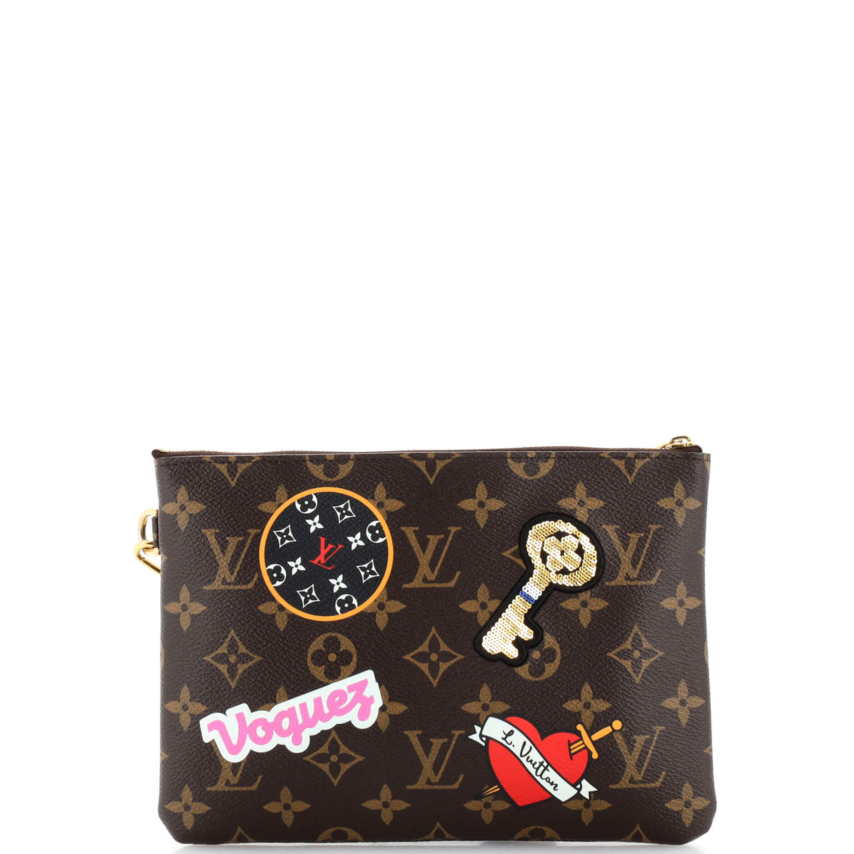 Louis Vuitton City Pouch Limited Edition Patches Monogram Canvas Brown ...