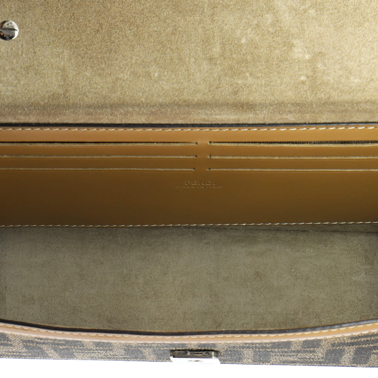 Fendi Baguette Soft Trunk Bag Zucca Canvas and Leather Brown 2432001