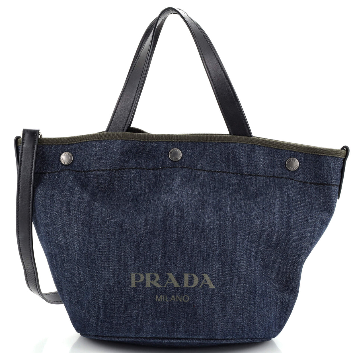 Prada Canapa Convertible Shopping Tote Denim Medium Blue 24789724