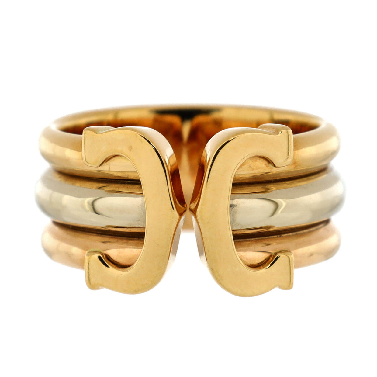 Cartier Vintage C de Cartier Ring 18K Tricolor Gold 11mm Tricolor gold ...