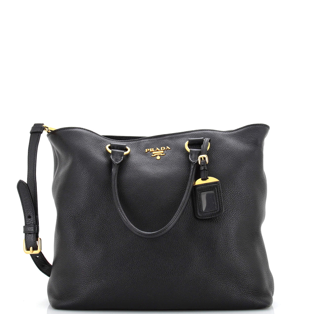 Prada Convertible Shopper Tote Vitello Daino Large Black 2493611