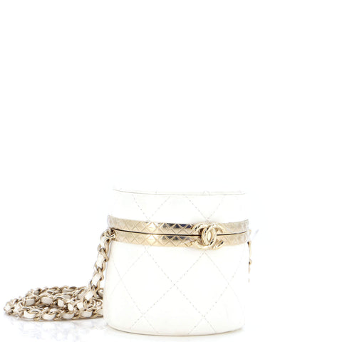 Chanel Lock Frame Round Vanity Case with Chain Quilted Lambskin Mini ...