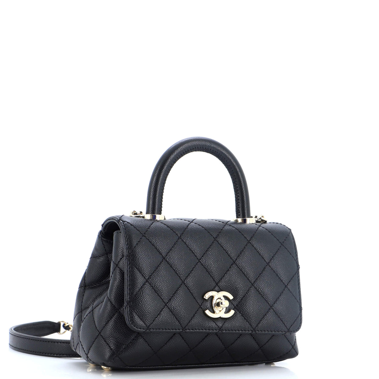 Chanel Coco Top Handle Bag Quilted Caviar Extra Mini Black 2530481