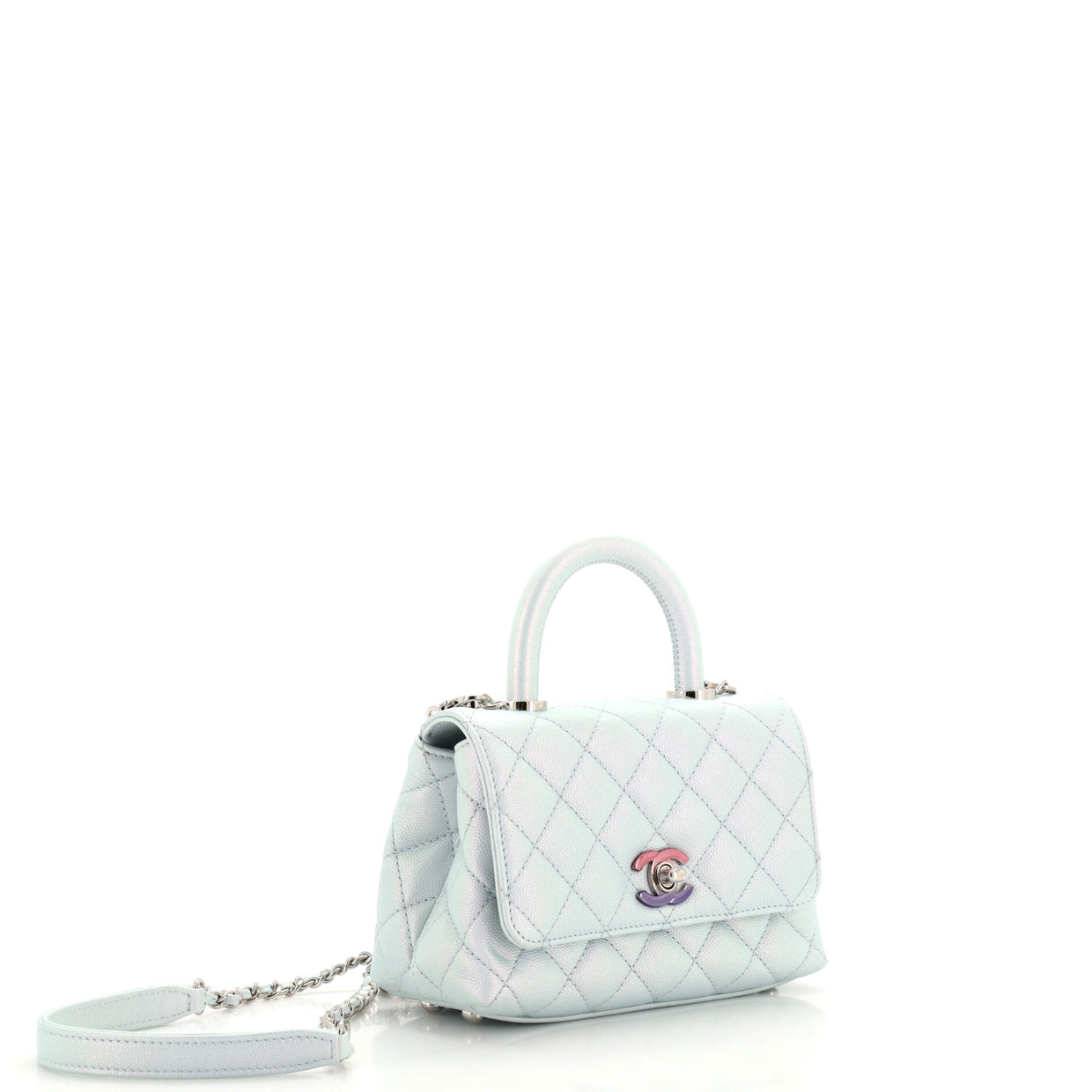 Chanel Coco Top Handle Bag Quilted Iridescent Caviar with Gradient ...
