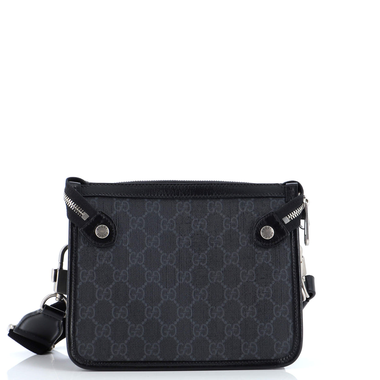 Gucci Interlocking G Patch Wristlet Flap Messenger Bag GG Coated Canvas ...