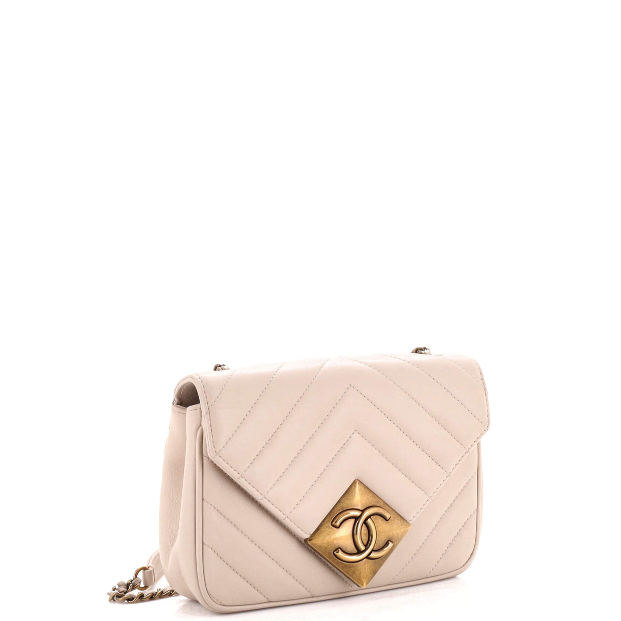 Chanel Pyramid CC Flap Bag Chevron Lambskin Mini Neutral 25411346