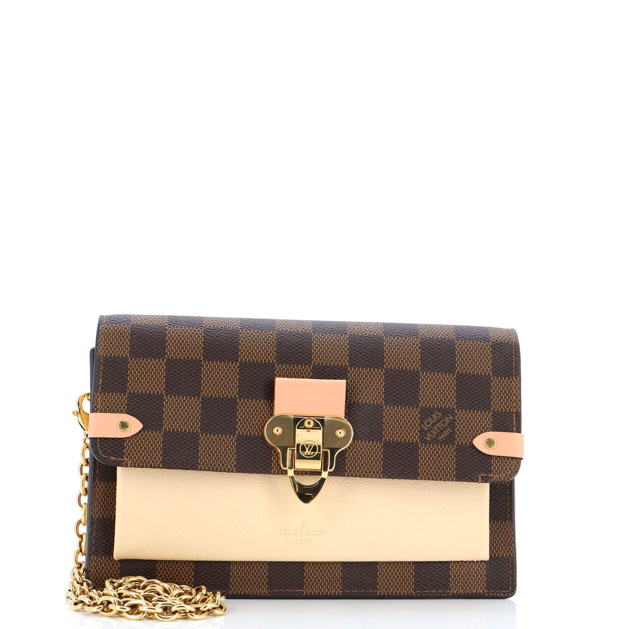 Louis Vuitton Vavin Chain Wallet NM Damier with Leather Brown 2544221