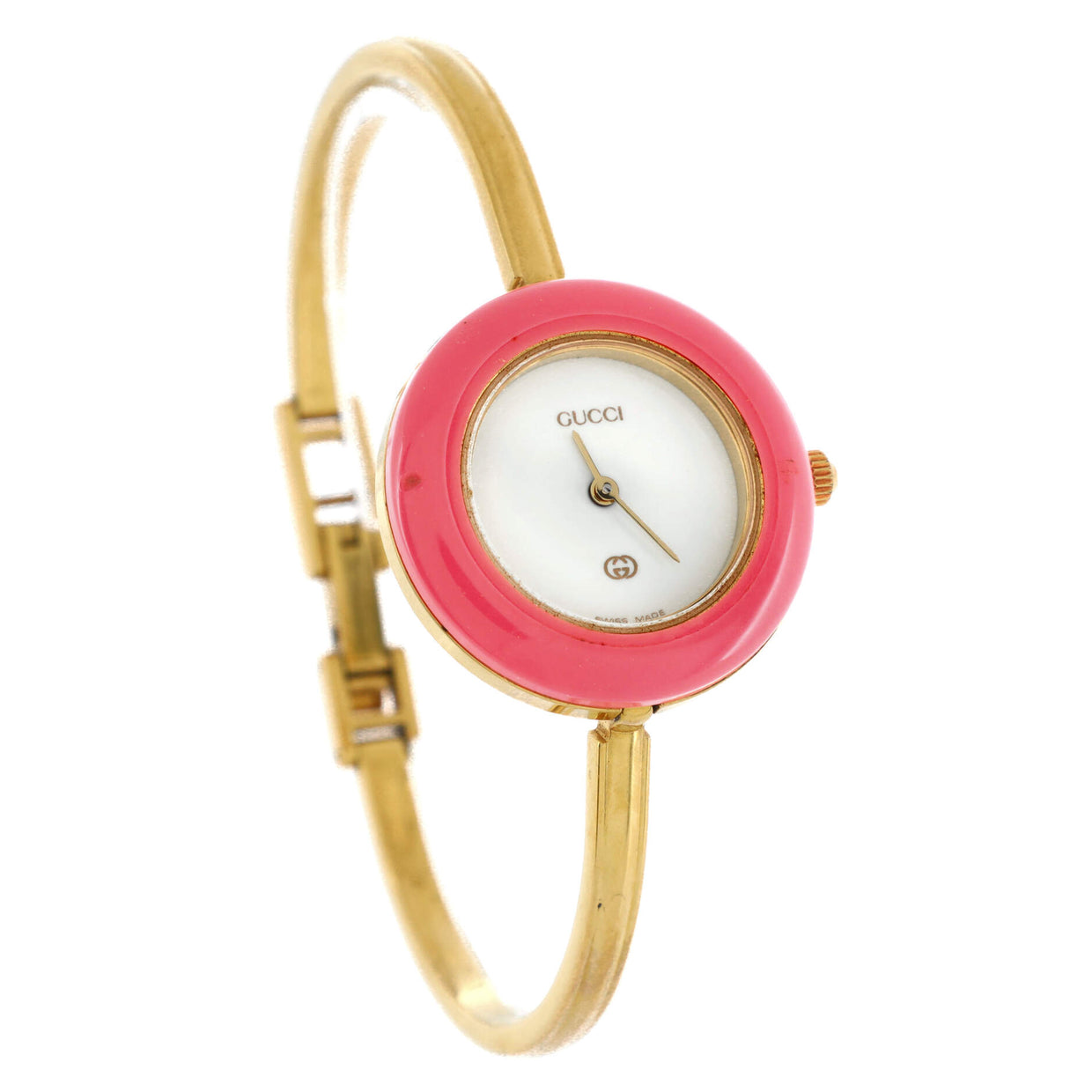 Gucci 1100 Interchangeable Bezel Bangle Quartz Watch Plated Metal with ...