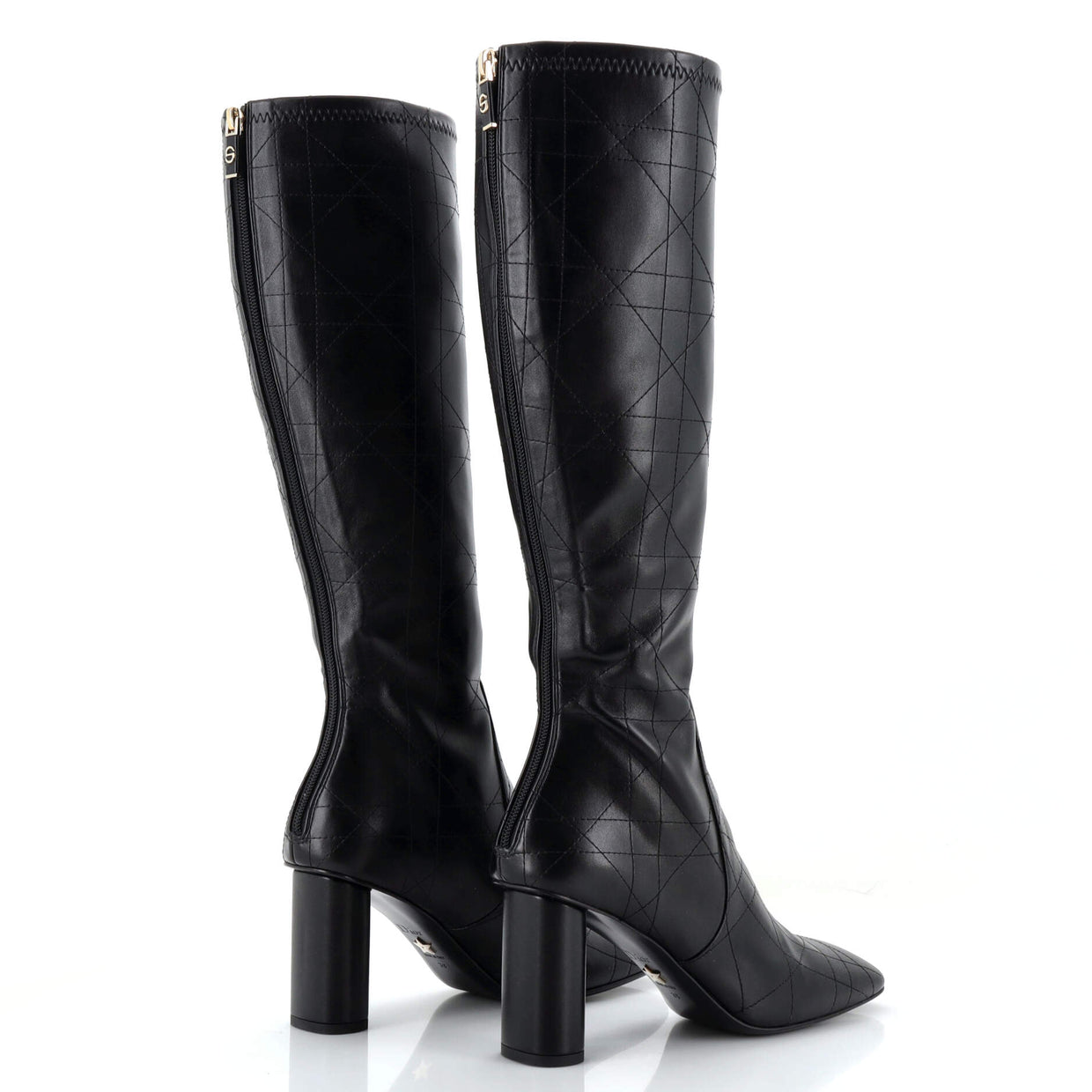 Christian Dior Women's D-Shadow Heeled Tall Boots Cannage Stitch ...