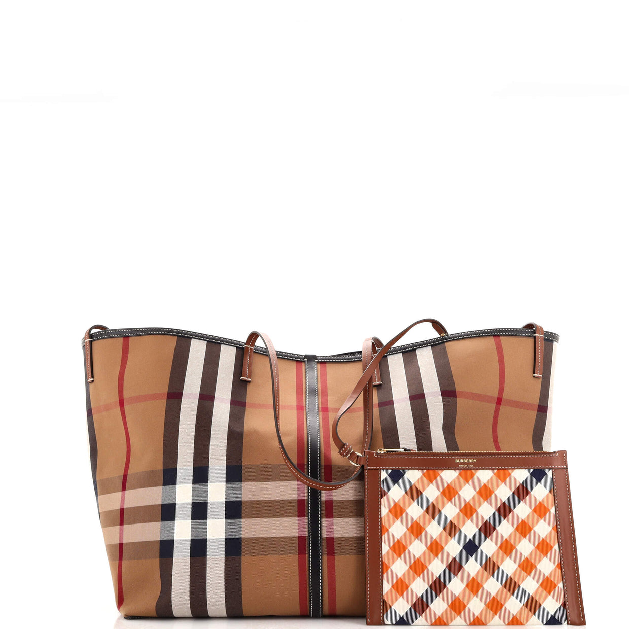 Burberry Beach Tote Vintage Check Canvas XL Brown 25732049